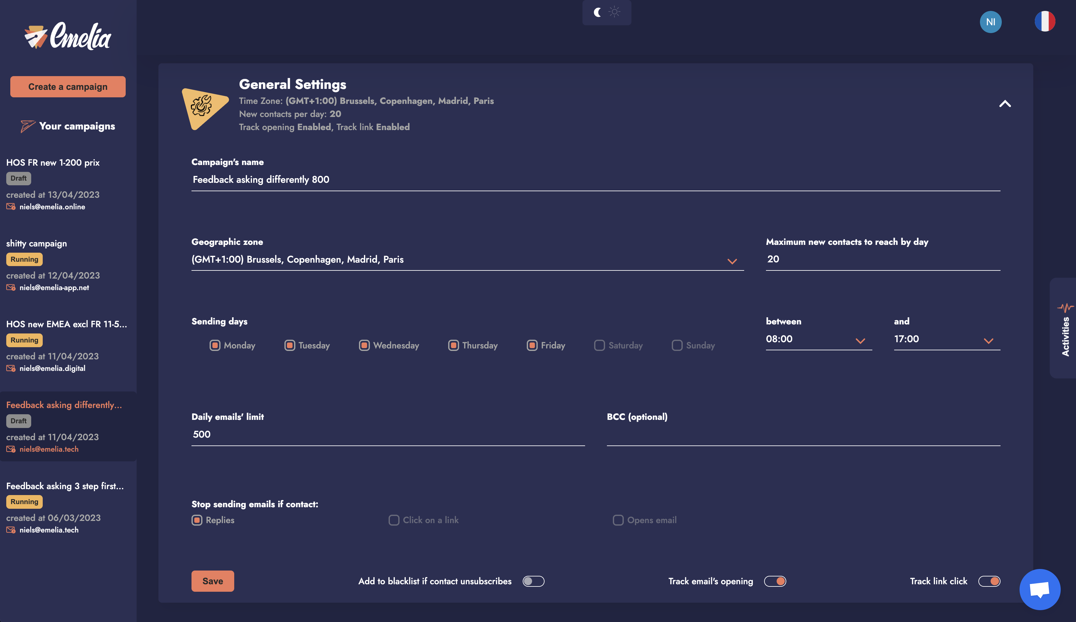 Emelia • All the benefits of a great cold emailing tool, at the best price!