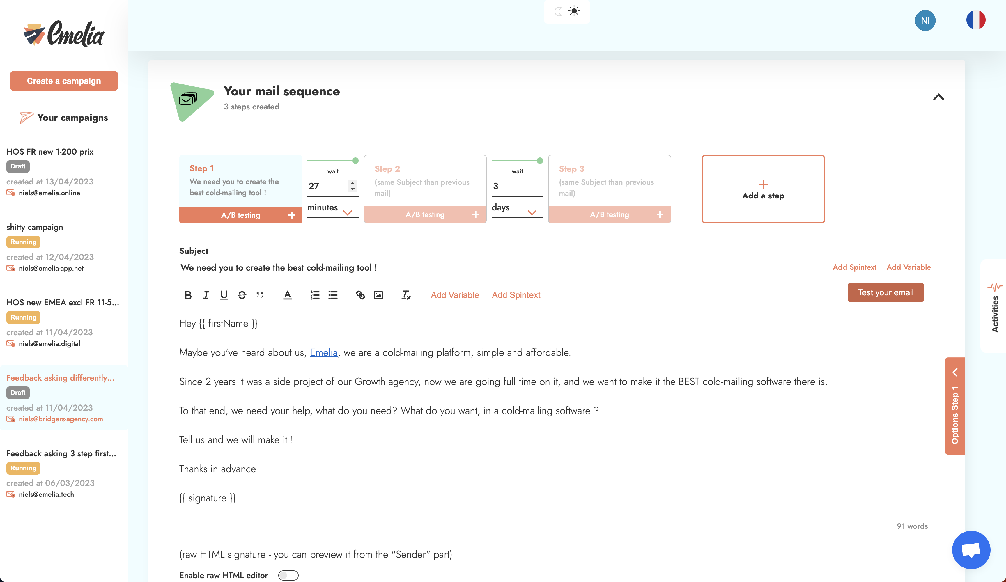 Emelia • All the benefits of a great cold emailing tool, at the best price!